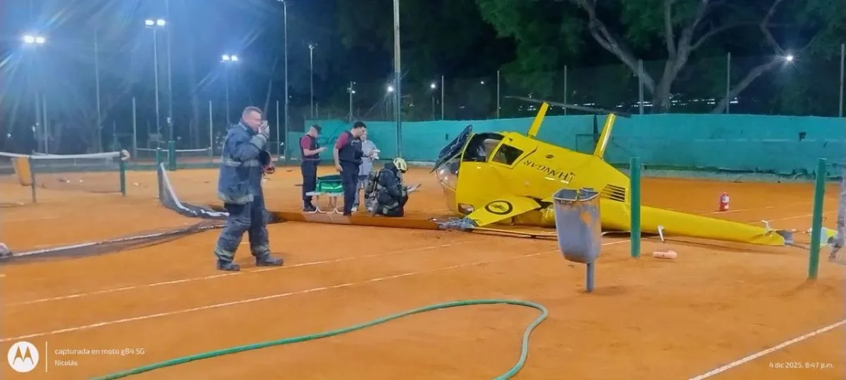 Cayó un helicóptero en unas canchas de tenis en el barrio porteño de ...